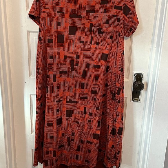 LuLaRoe | Dresses | Womens Lularoe Carly Dress Orange Black Plus Size ...
